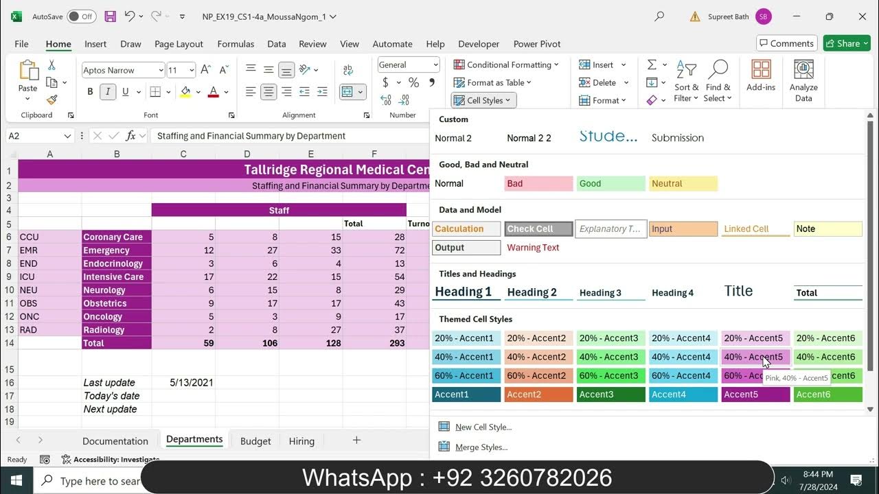 New Perspectives Excel 2019 | Excel Modules 1-4 SAM Capstone Project 1a ...
