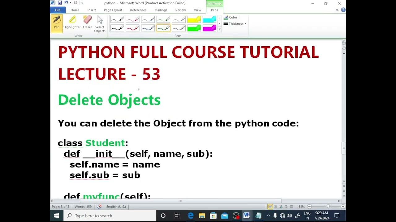 PYTHON LECTURE - 53| Delete Object From Python Code| Del keyword (@ECL365CLASSES - YouTube