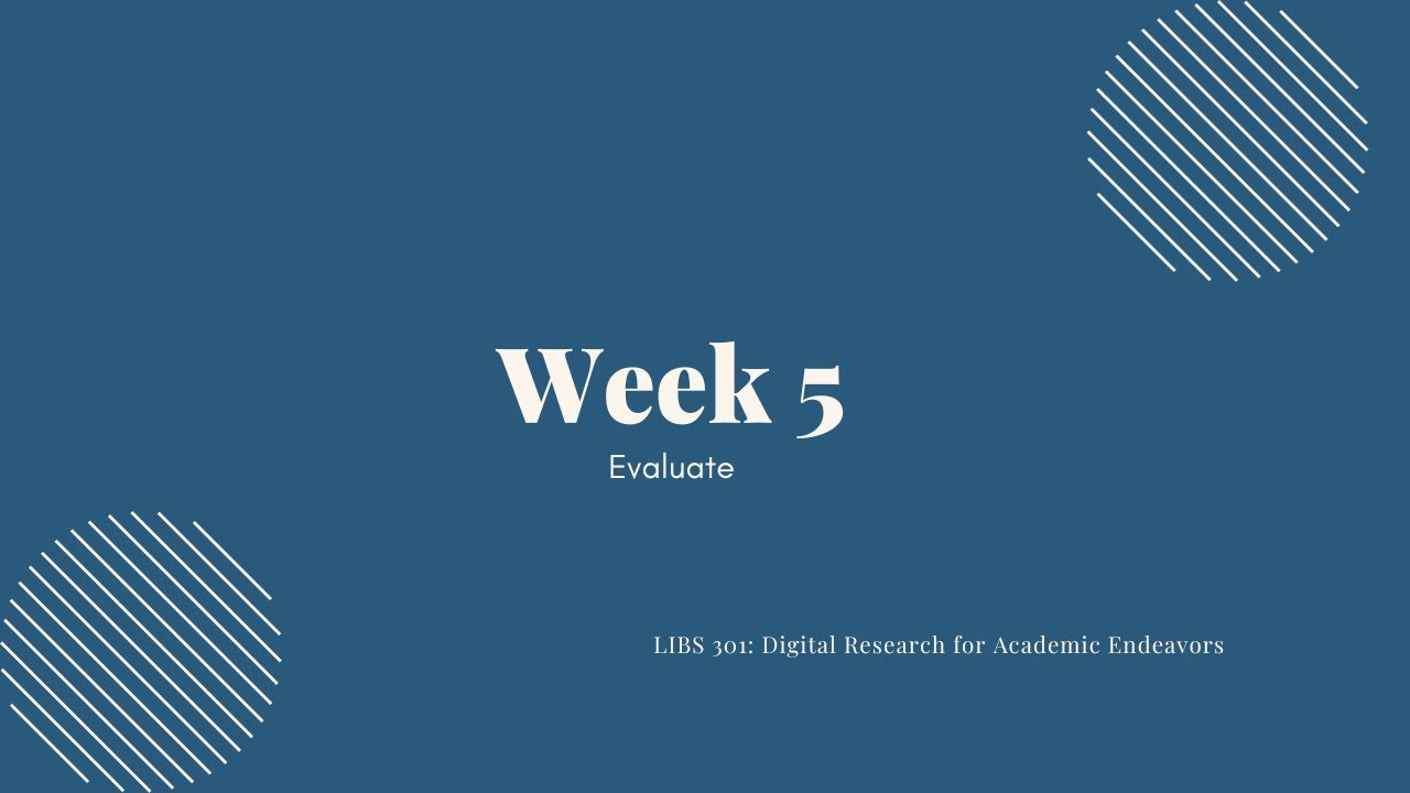 LIBS 301: Week 5 Instructor Video - YouTube