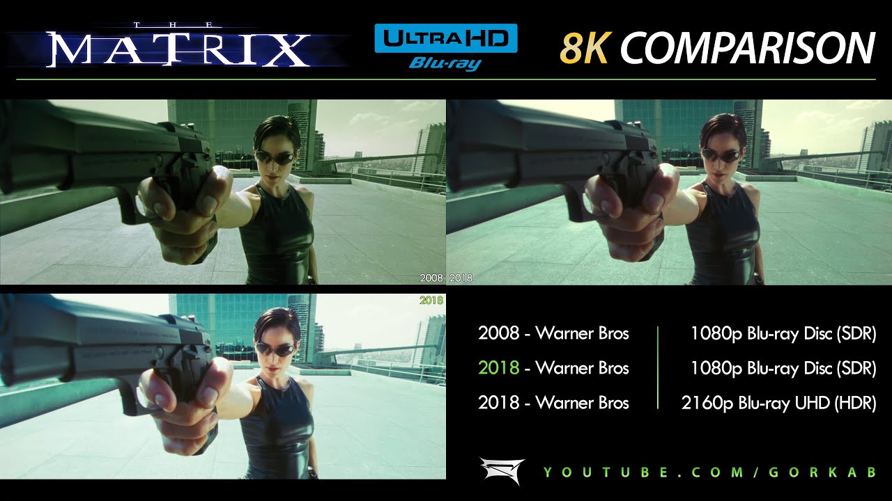Blu-ray Versus - The Matrix (2008 vs 2018) Comparatif 8K HDR ULTRA HD ...