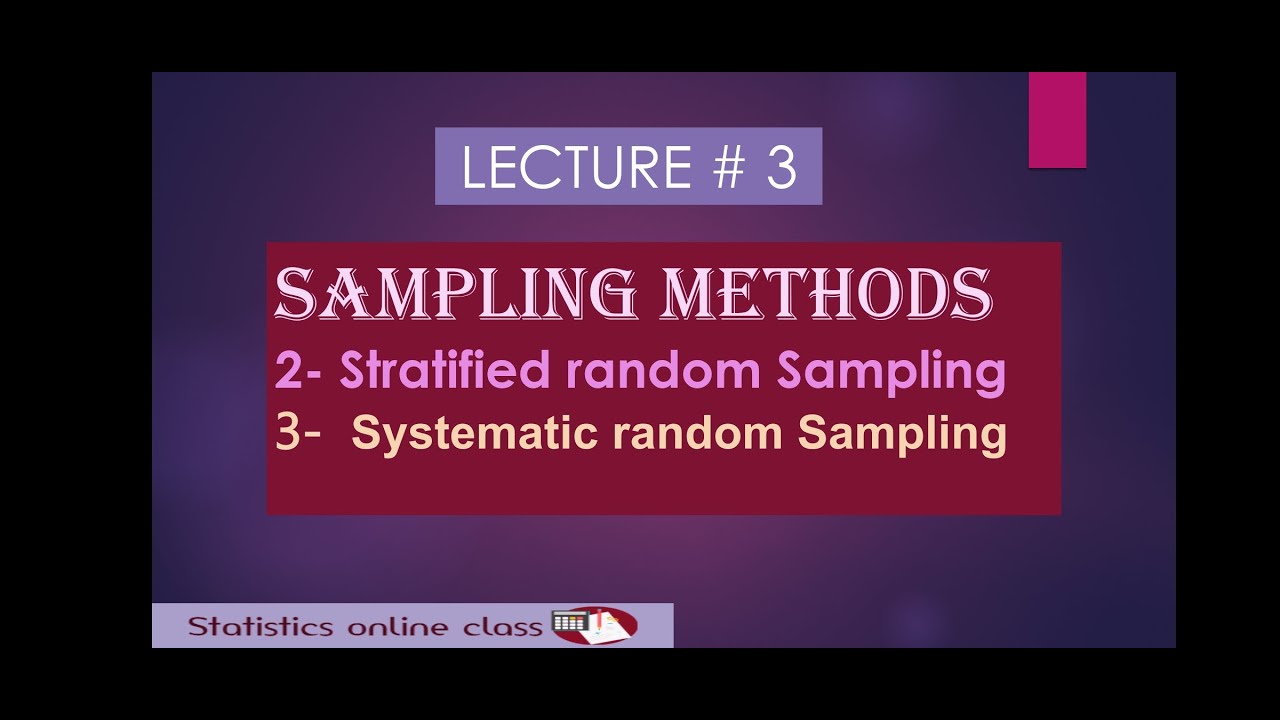 sampling methods ,Stratified random Sampling, Systematic random Sampling, Cluster random ...