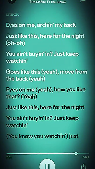 just keep watching - tate mcrae | #lyrics #spotify - YouTube