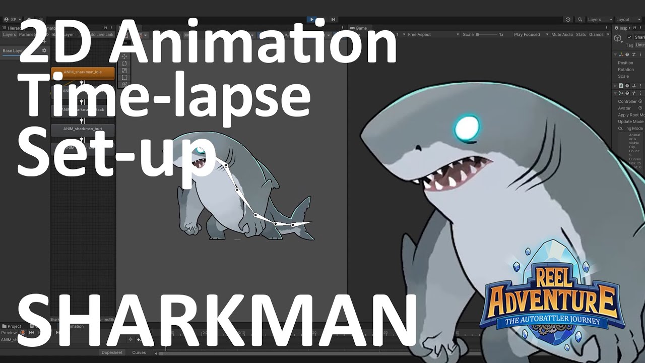 2D Animation Time-lapse | Sharkman Enemy Set-up | Reel Adventure ...