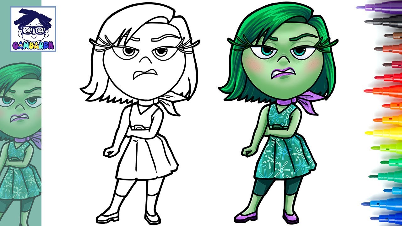Cara Menggambar DISGUST from INSIDE OUT 2 | Disney pixar | Easy step by ...