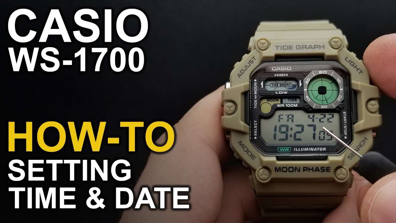 Casio WS-1700 - Setting time and date - Module 3562 - YouTube