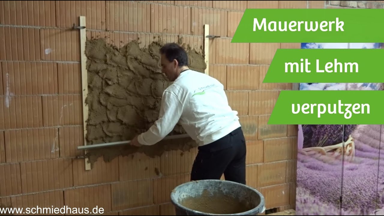 Mauerwerk mit Lehm verputzen - YouTube