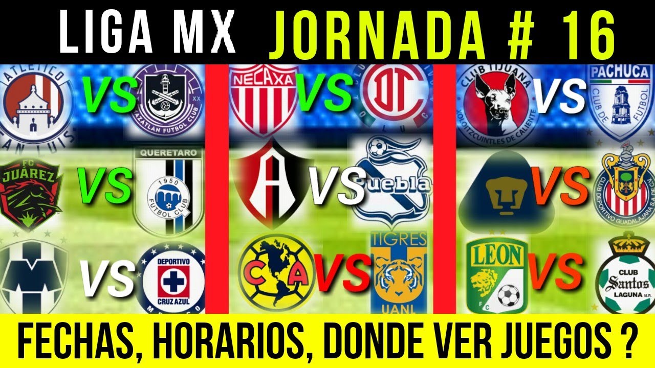 ESTAS SON las FECHAS y HORARIOS, y DONDE VER JUEGOS JORNADA 16 LIGA MX ...
