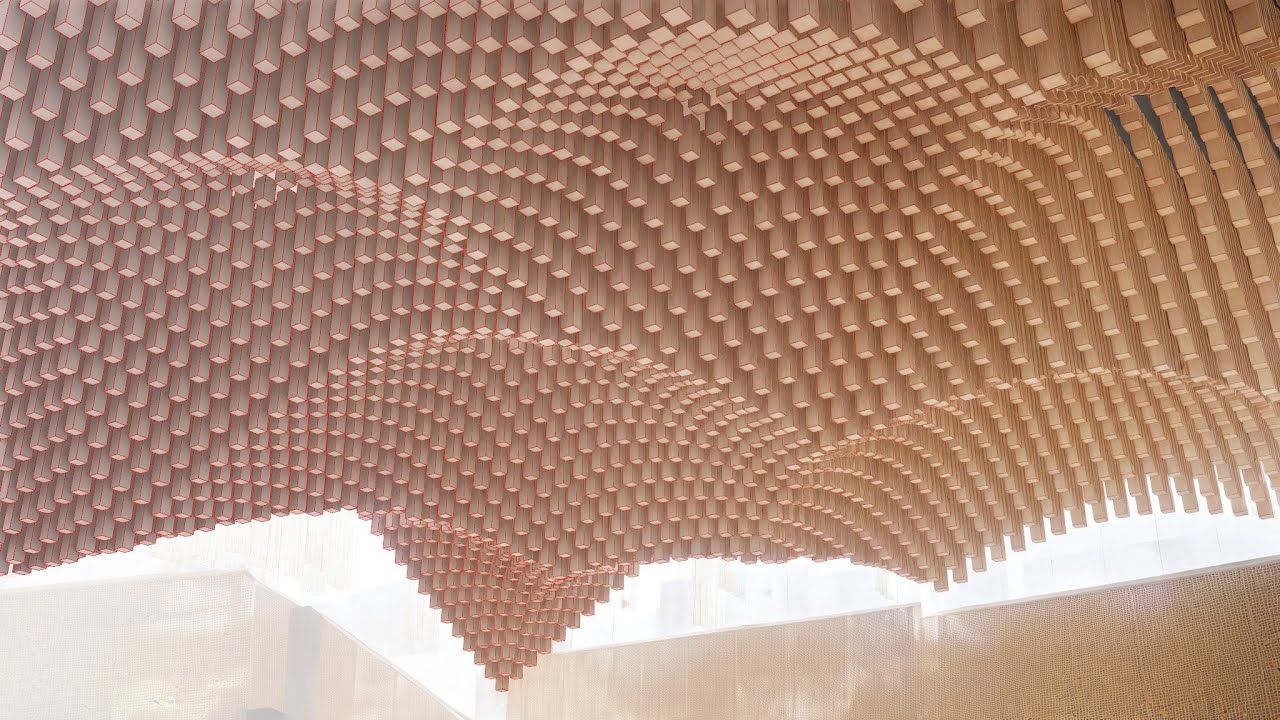 [Grasshopper]Louvers of varying lengths hanging from the ceiling - YouTube