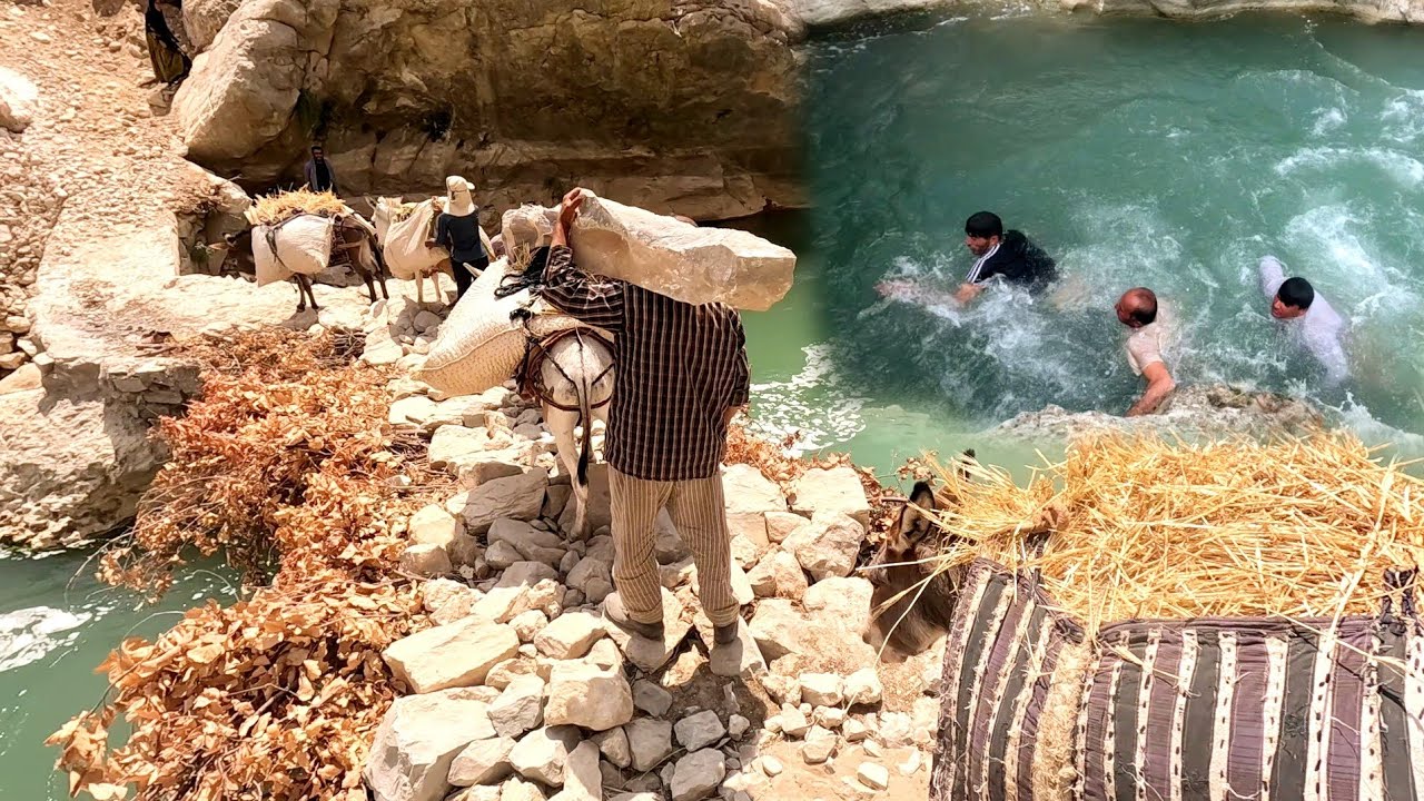 Adventure of a nomadic family agricultural products with a donkey in ...