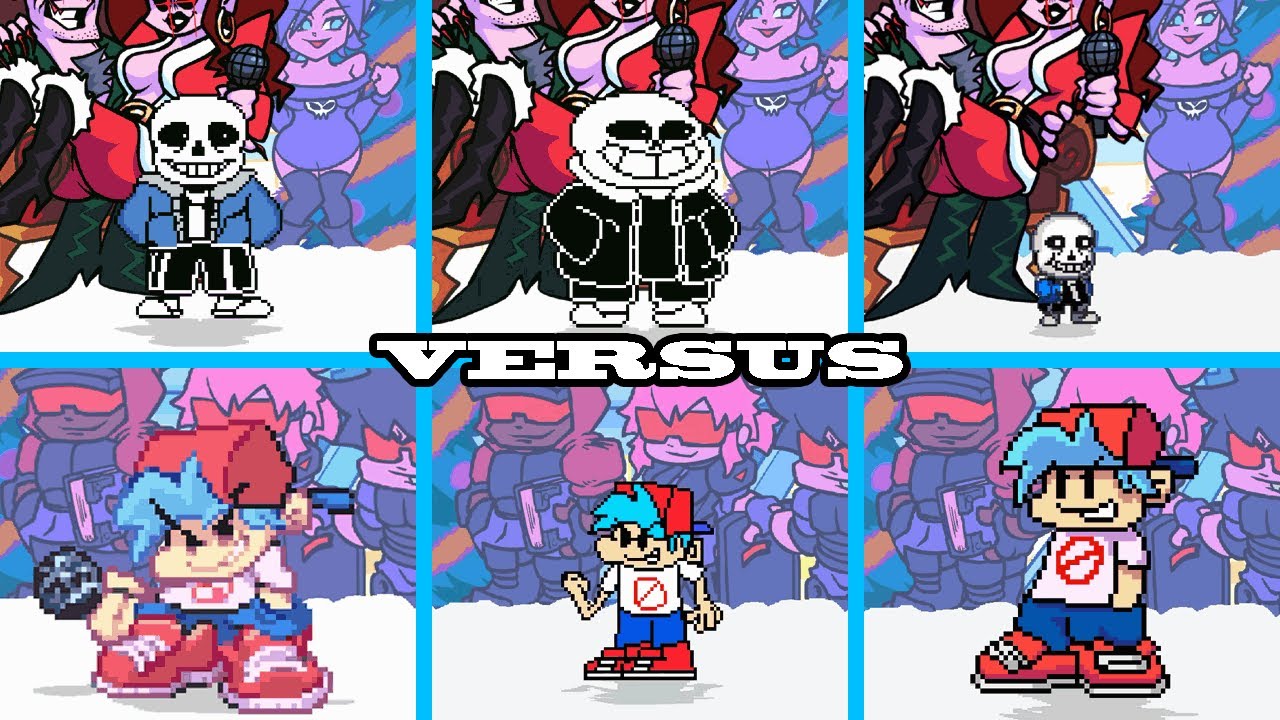 Undertale Sans Team VS FNF Boyfriend Team [MUGEN BATTLE] 3v3 - YouTube