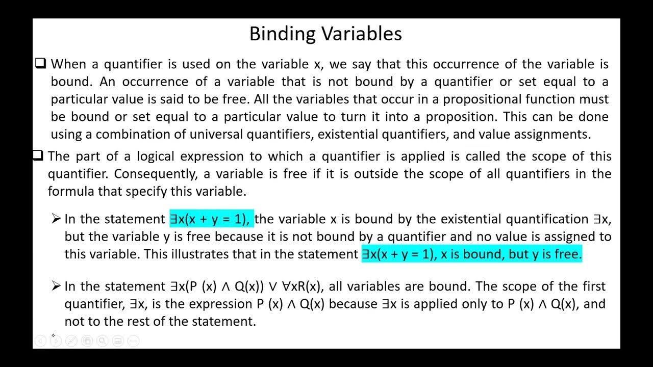Quantifiers with Restricted Domains, Precedence of Quantifiers, and Binding Variables - YouTube