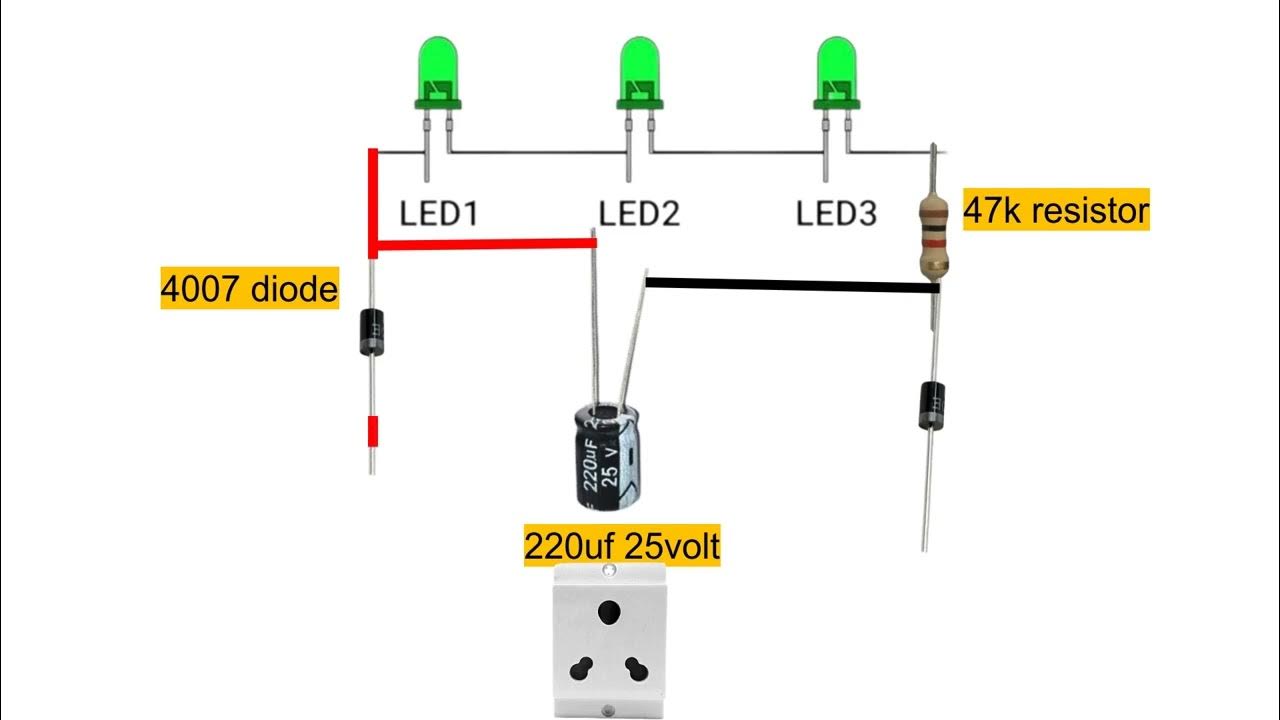 #16 Automatic blinking rgb led light use to 4007 diode,47k resistor,led ...