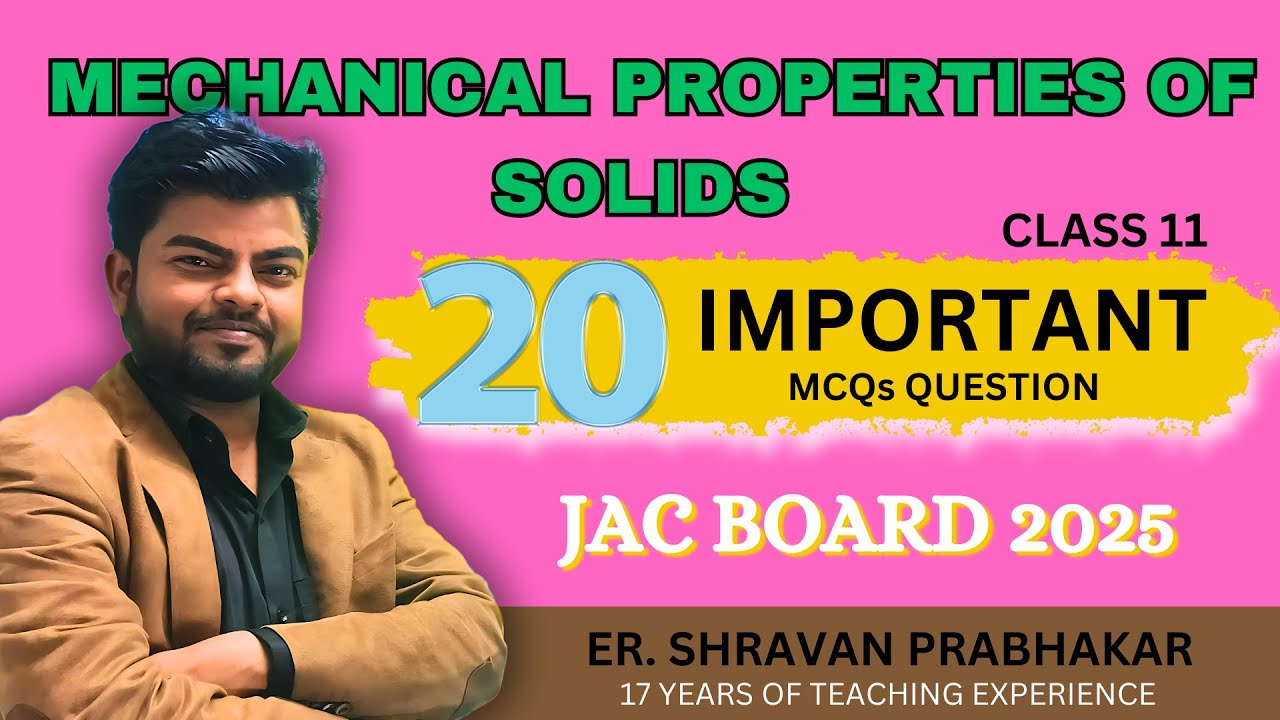 Mechanical Properties Of Solids MCQs | Class 11 Physics Chapter 9 Mcq ...