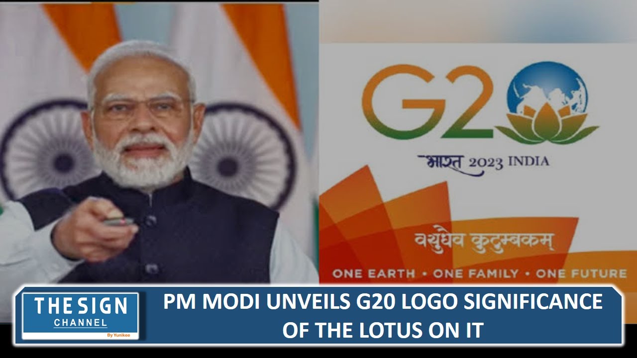 PM Modi unveils G20 logo Significance of the lotus on it - YouTube