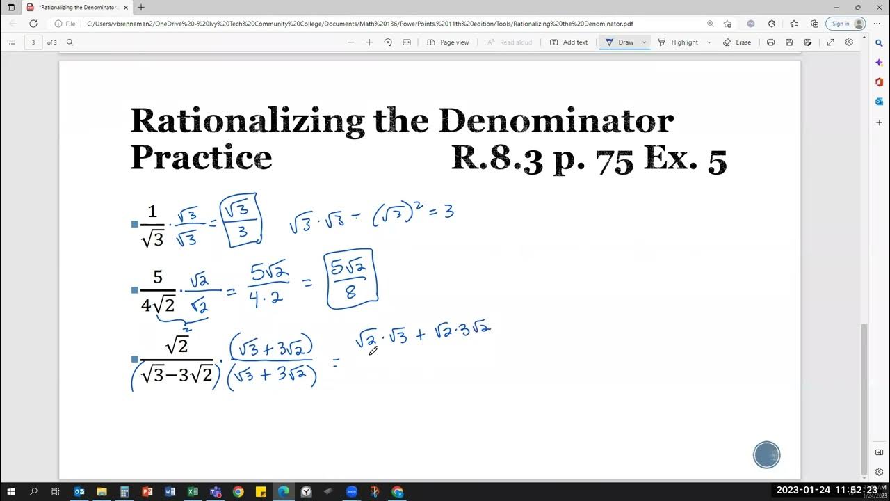 Rationalizing the Denominator - YouTube