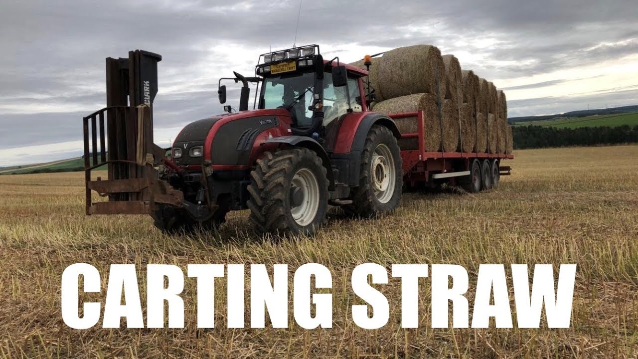 Carting Straw - Valtra T183 - YouTube
