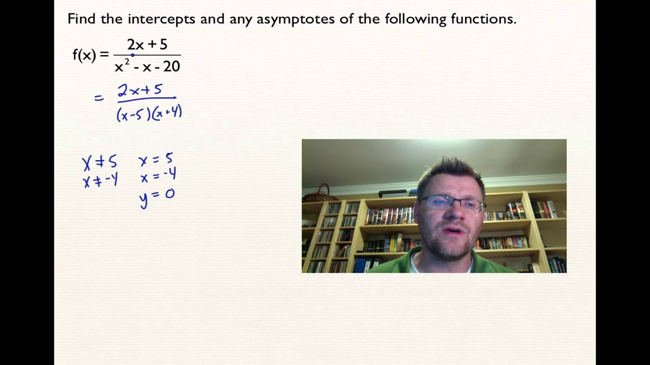 5.4 Asymptotes and Intercepts (Calculus 30) - YouTube