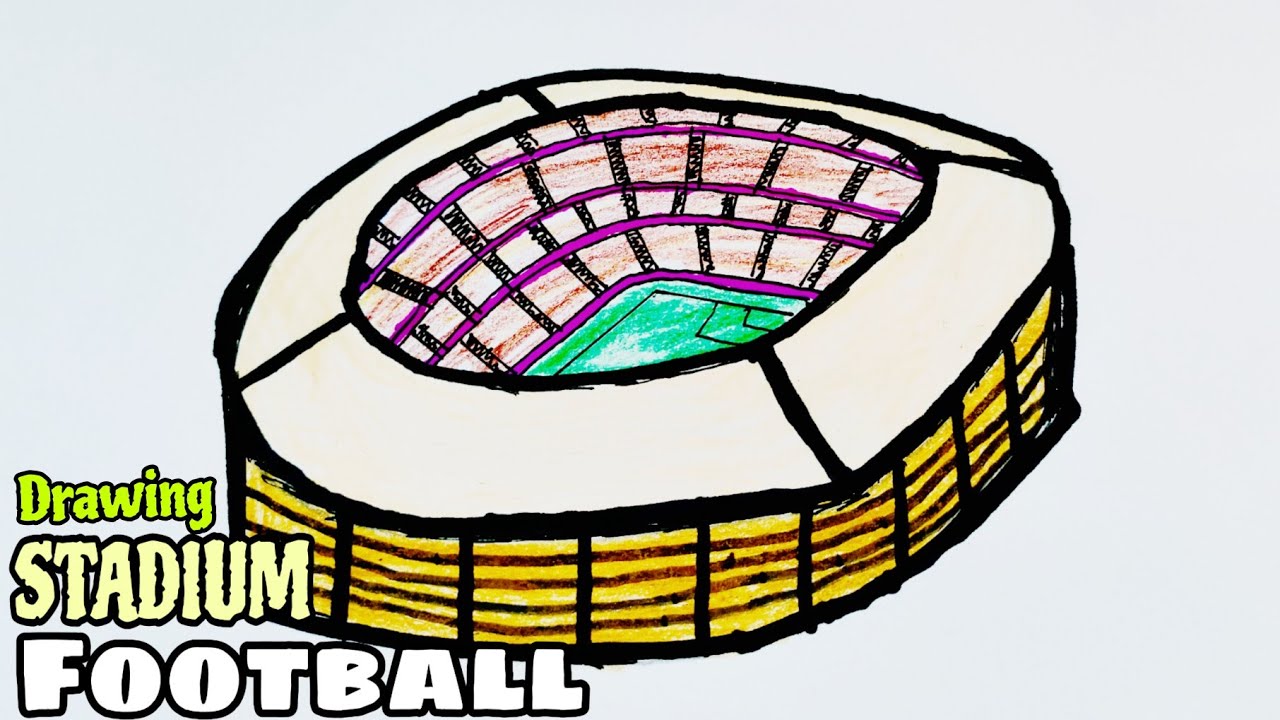 How to draw a Football Stadium with colours - SHN Best Art - YouTube