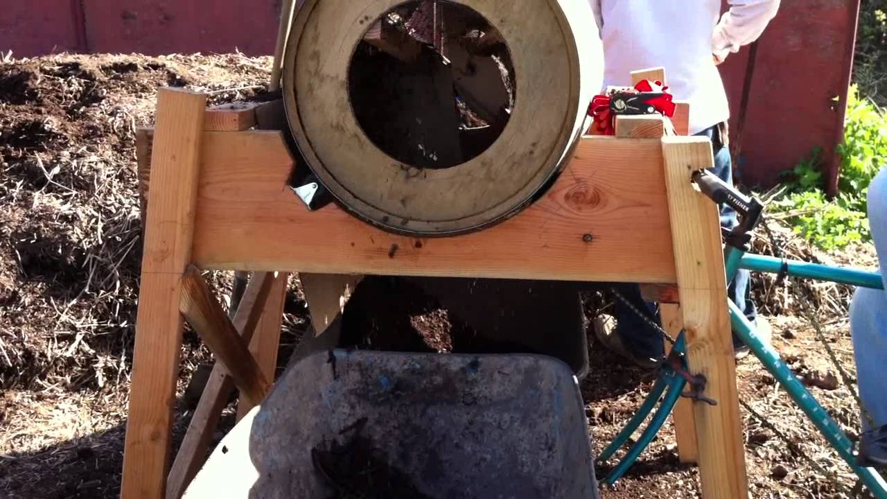 wine barrel compost sifter - YouTube