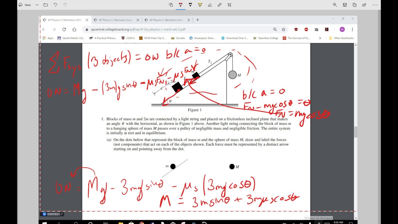 Video Solution to AP Physics C 2019 Released Question #1 (Part of ...