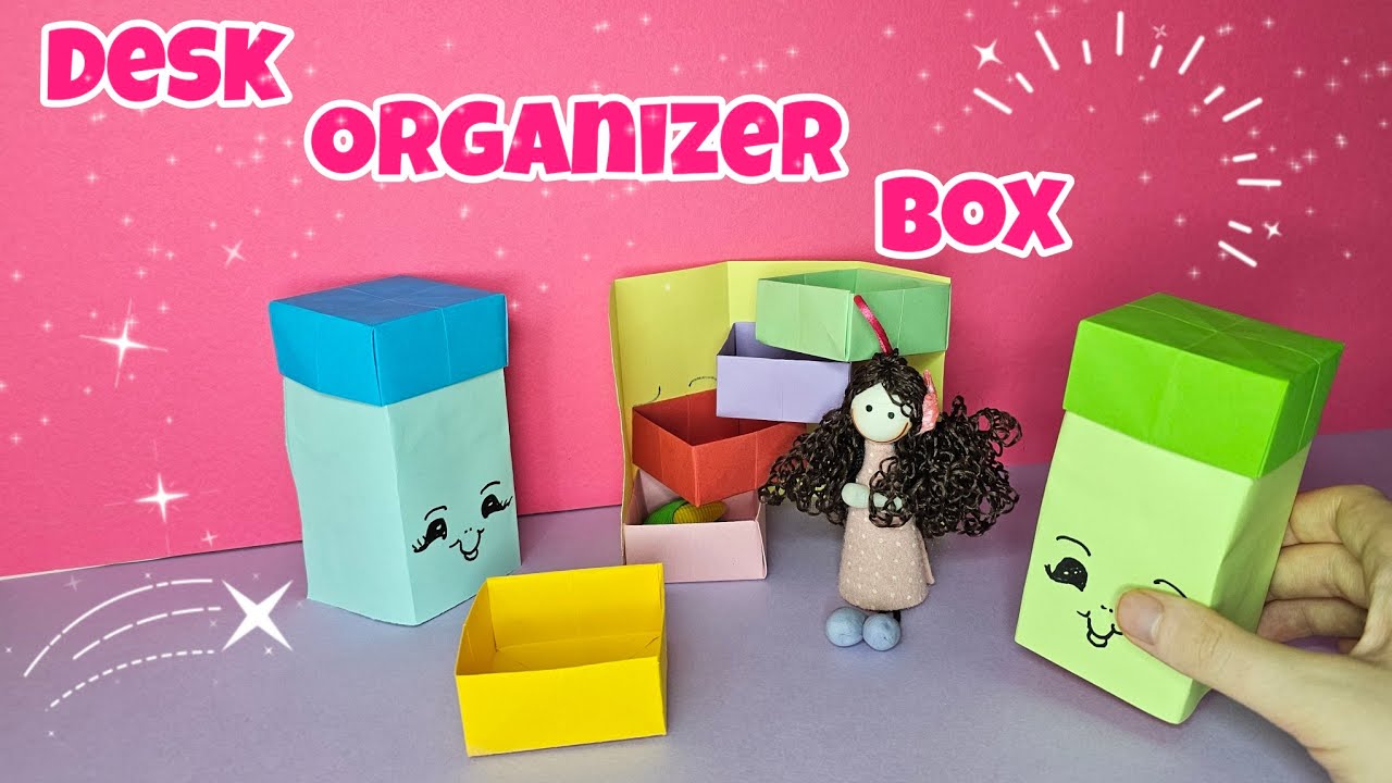 Origami organizer box : How to make desk organizer box with 4 paper ...