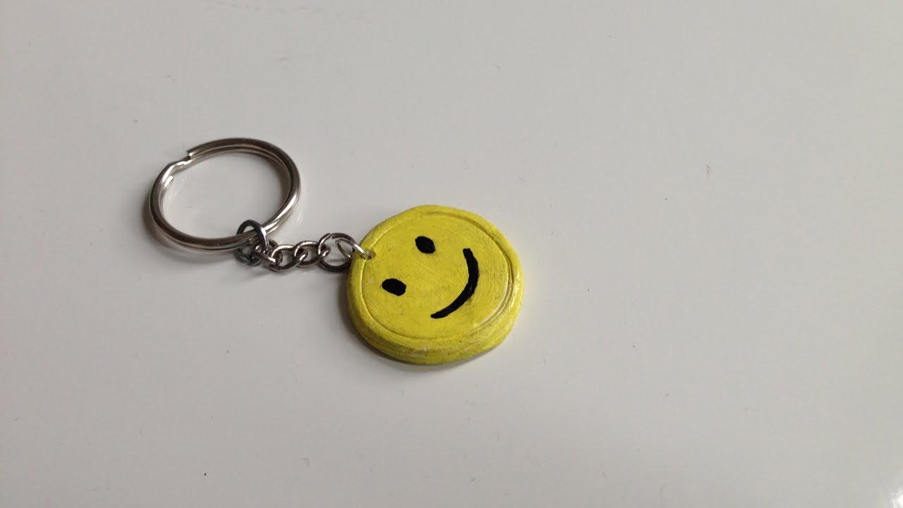 DIY | how to make smiley key chain | air dry clay | simple & easy gift ...
