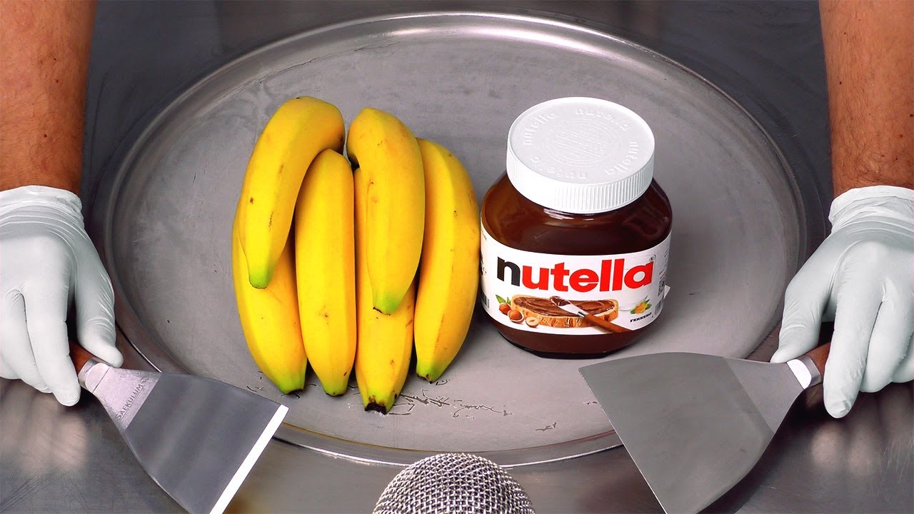 Ice Cream Experiment Nutella And Banana Ice Cream Rolls Asmr Youtube