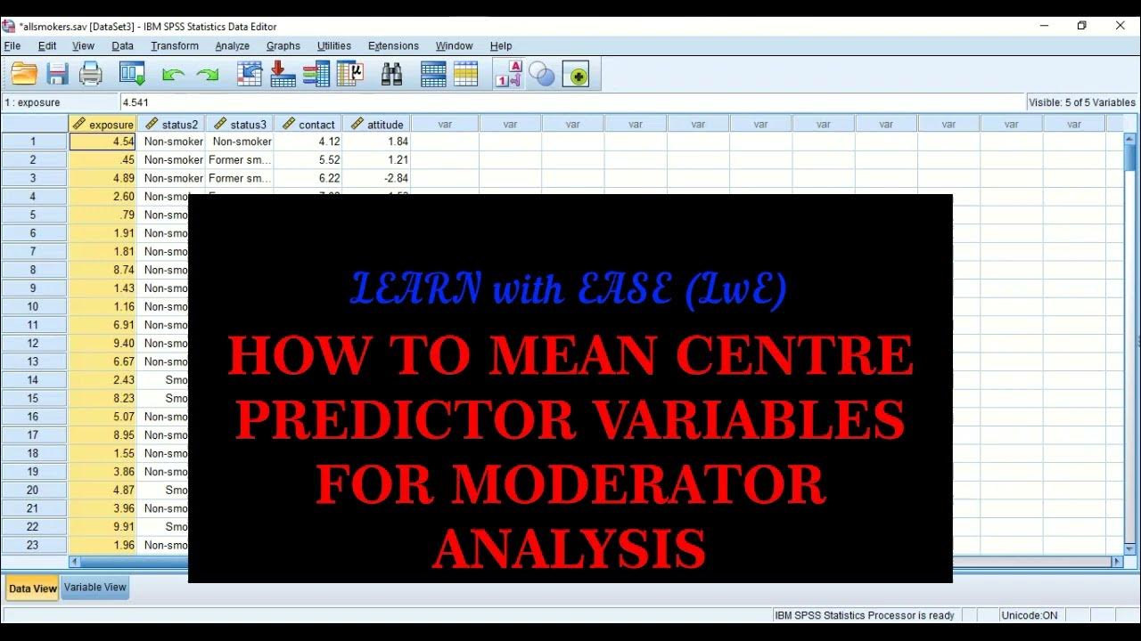 How to perform mean centring on predictor variables in moderator ...
