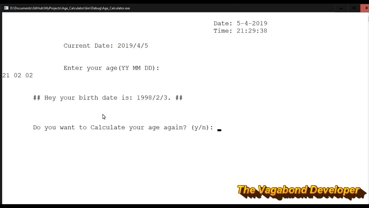 Age Calculator C Project Codeblocks Console With Source Code Youtube