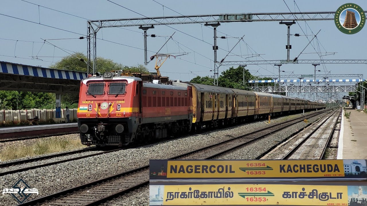 FIRST RUN OF NAGERCOIL - HYDERABAD KACHEGUDA EXPRESS CROSSING KUDAL ...