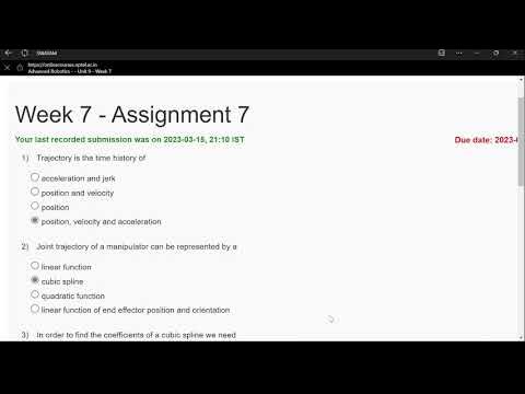 Advanced Robotics Week 7 Assignment 7 NPTEL 2023 - YouTube