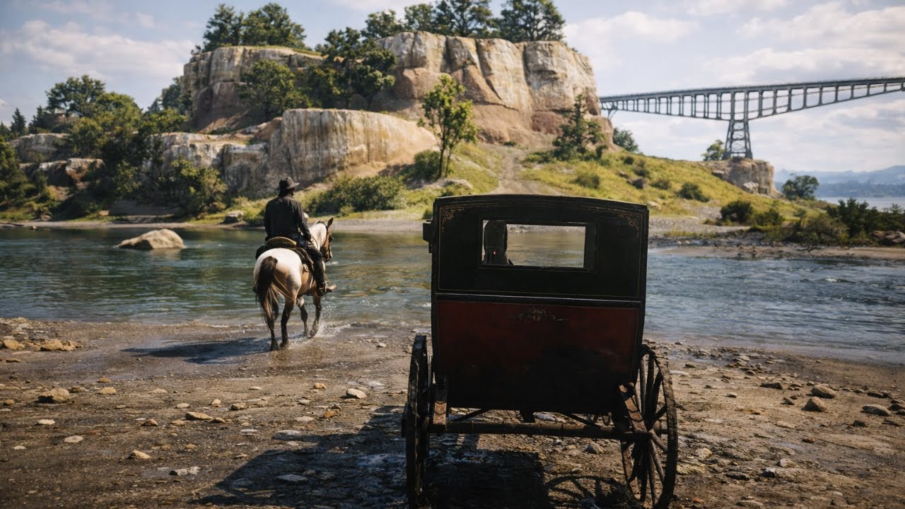 RDR2 Cinematic Carriage Ride – Forests, Rivers, Bridges & Ocean View ...