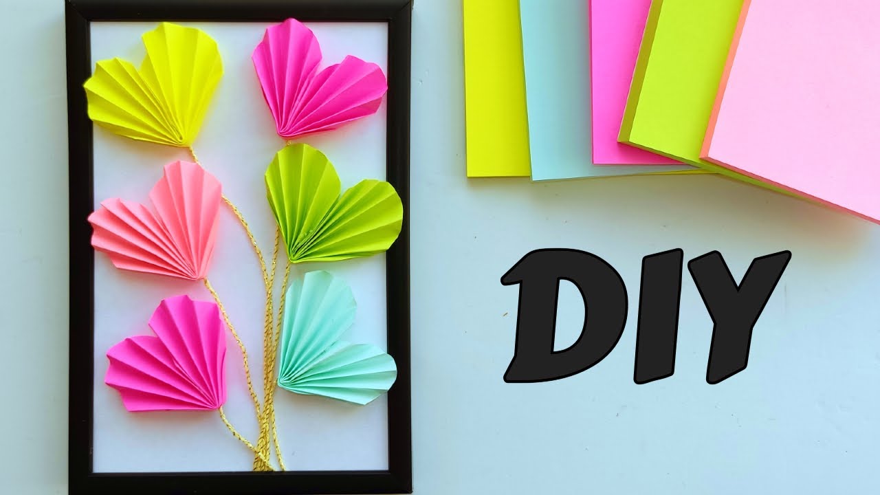 DIY Paper Hearts | Sticky Notes Craft | Ideas for Photo Frames - YouTube