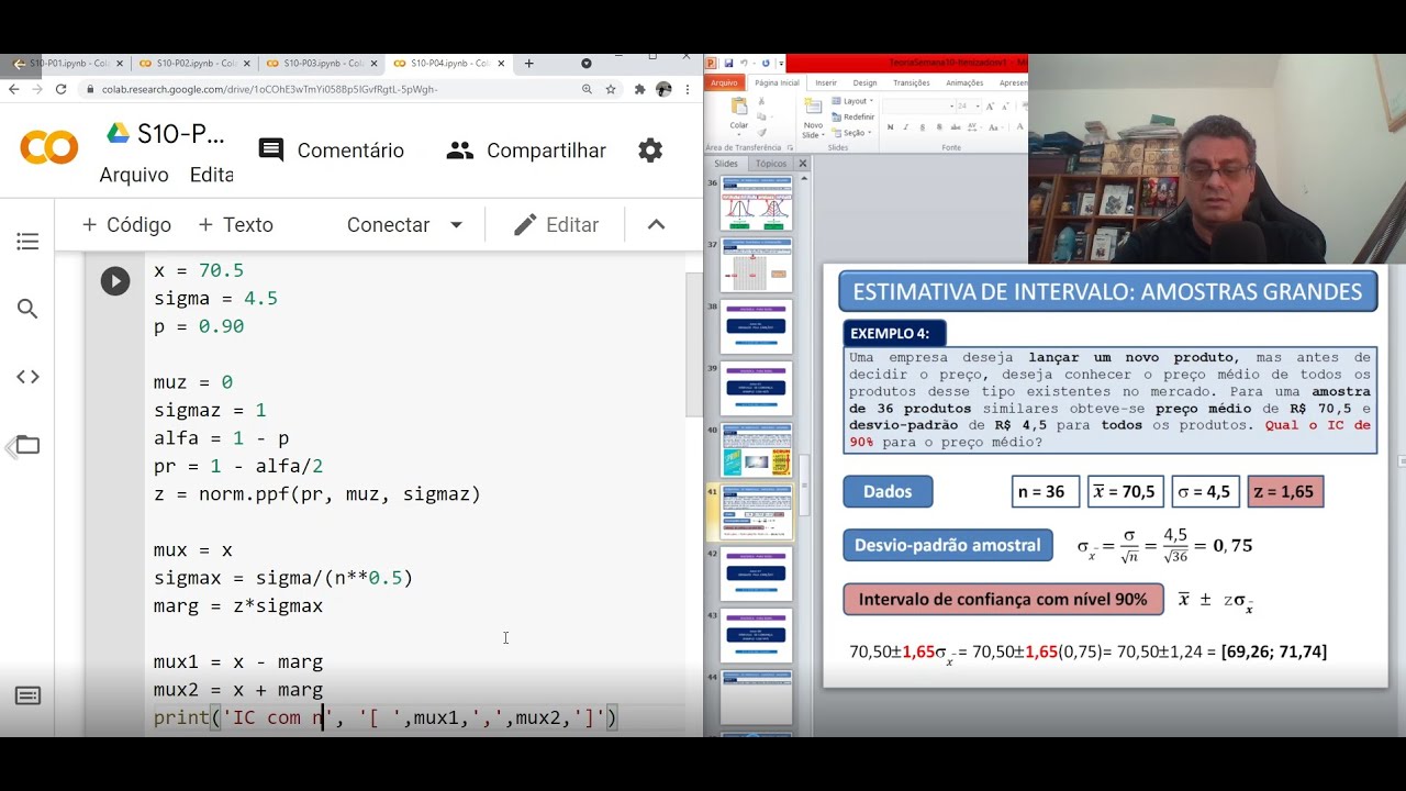 Projeto Estatística para todos - Trilha de Python - Semana 10 - Aula 04: Intervalo nível ...