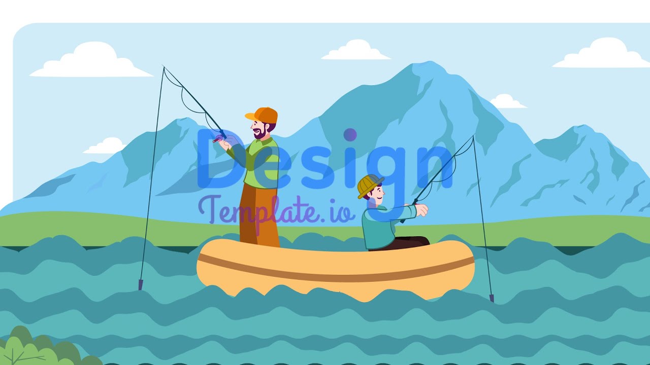 National Go Fishing Day Cartoon Animation Scene After Effects Templates ...