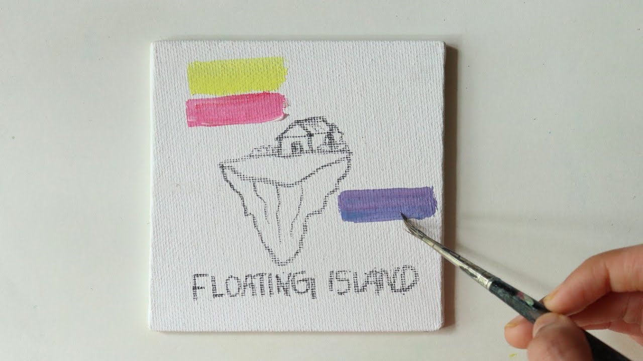 Daily Challenge #14 / Floating Island Painting / Simple Acrylic ...