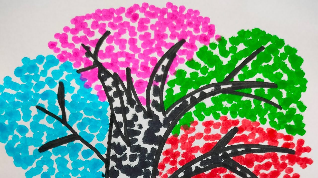 How To Draw Easy Tree Step By Step||Easy Tree Drawing For Beginners ...