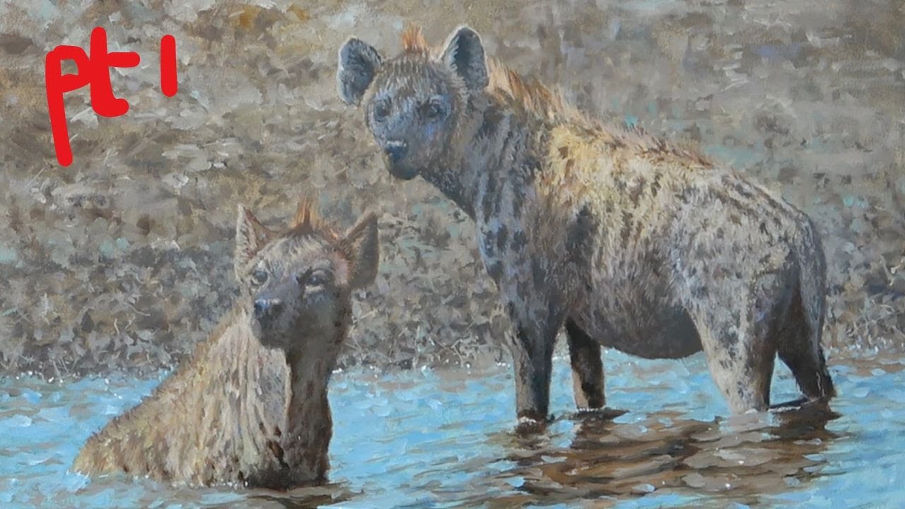 How I painted a commission of two Hyena . - YouTube