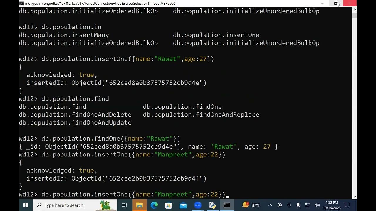 Mongodb Installation and Introduction insertOne(), insertMany(), find() Part 1 - YouTube