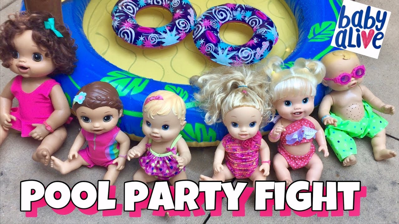 Baby Alive fight at the pool party over who goes first - YouTube