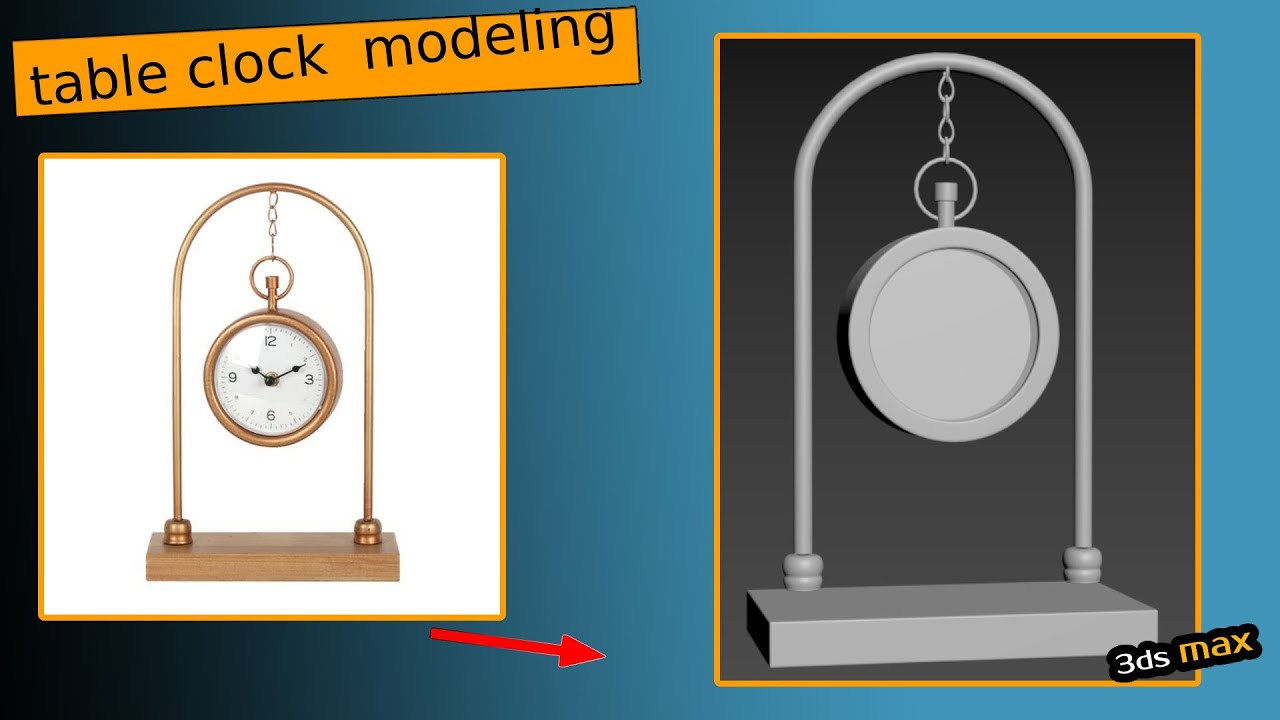 table clock modeling in 3dsmax - YouTube