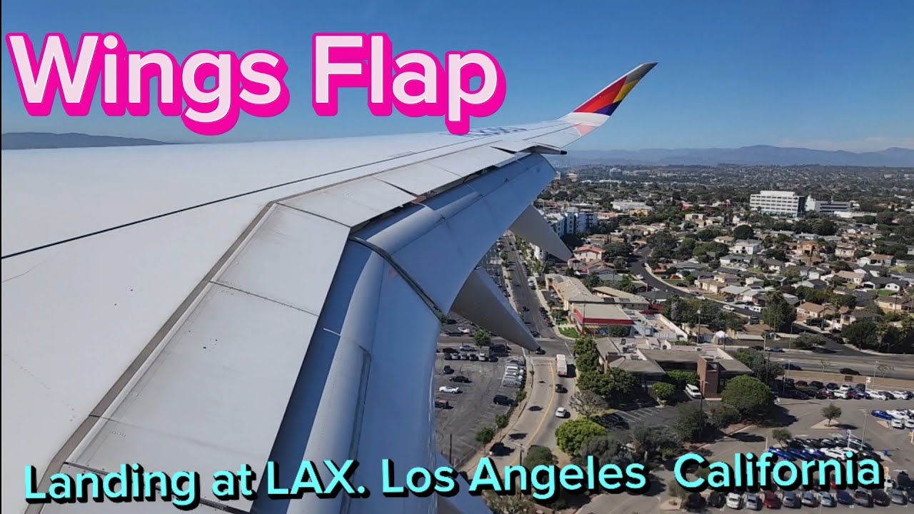 Awesome Flaps Work During Landing at LAX Airport California.Watching ...