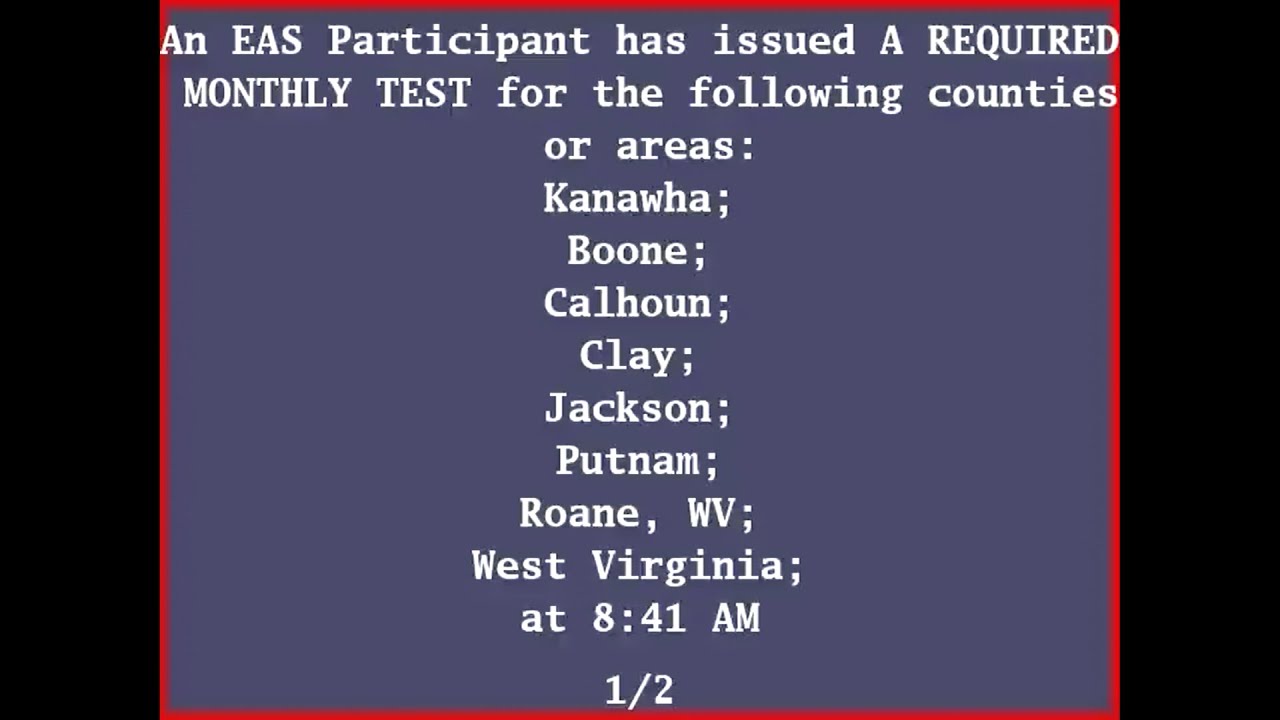 EAS #83-84: March 2024 West Virginia Required Monthly Test on Comcast ...