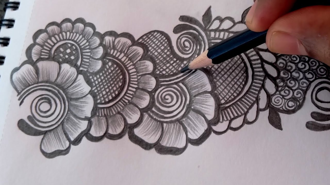 Easy Mehndi Drawing with Pencil | Simple Beautiful Mehndi Design for ...