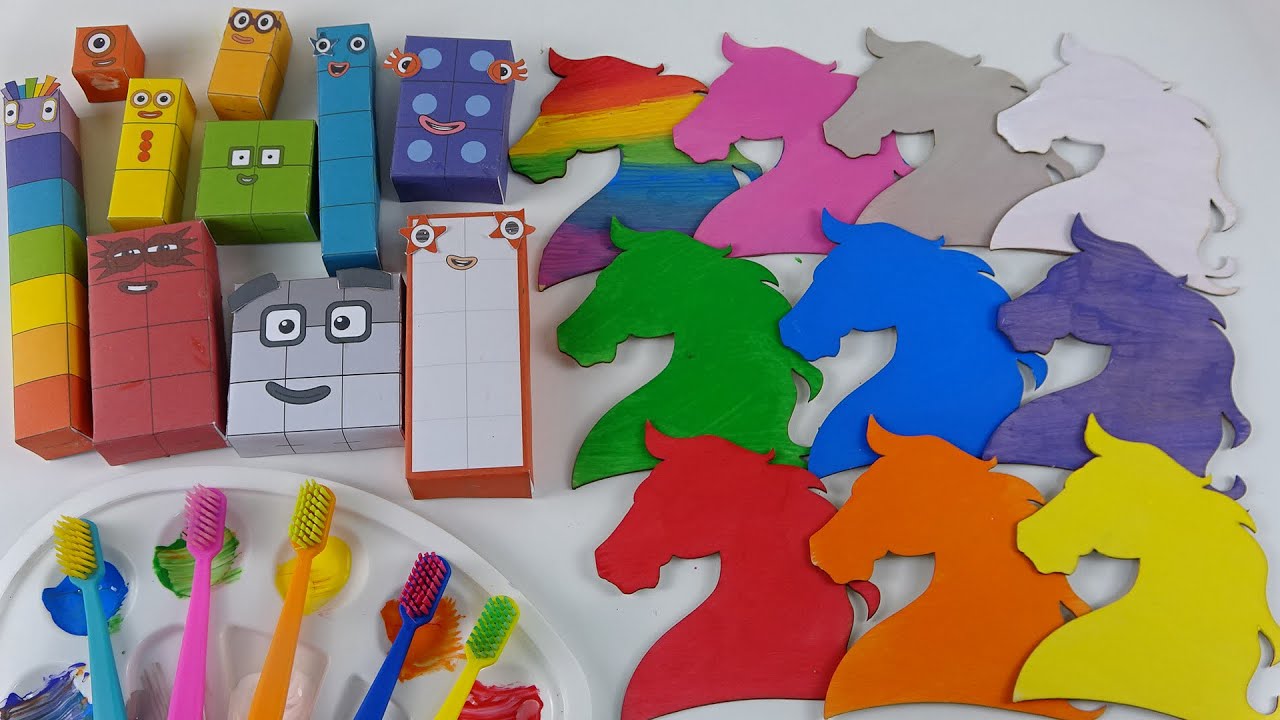 Learning Colors & Finger Family Song with Numberblocks Coloring Unicorn ...