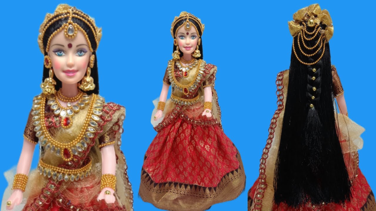 Making of South Indian Barbie HALF SAREE for Durga pooja|Barbie in ...