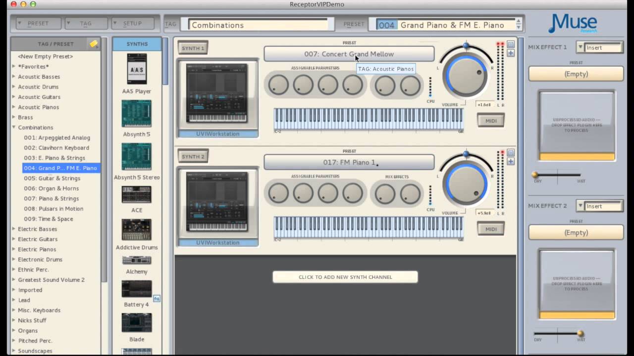 Using two keyboards with your Receptor to play two instruments - YouTube