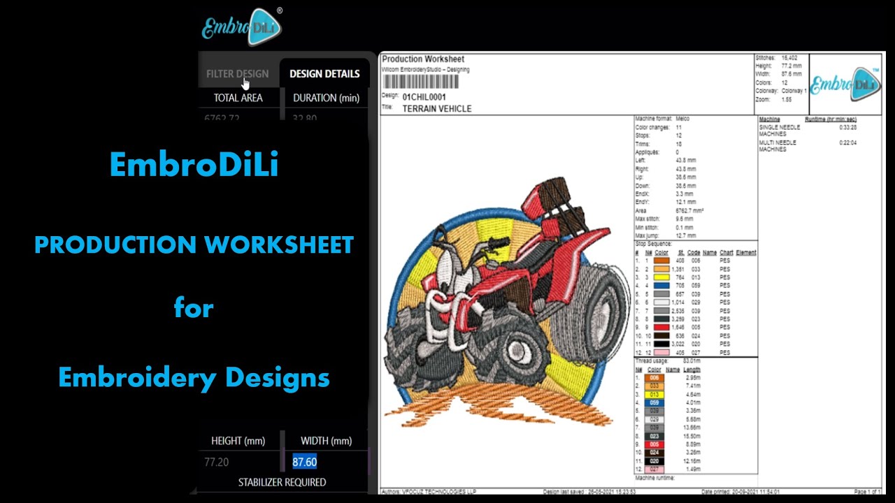 EmbroDiLi- Production worksheet for Embroidery Designs - YouTube