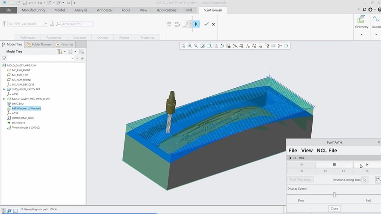 Creo 5.0: Creo Mold Machining - CAM obrábanie - YouTube