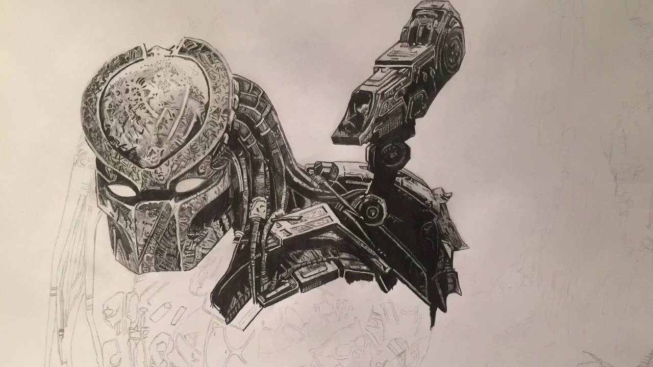 Predator pencil drawing - YouTube
